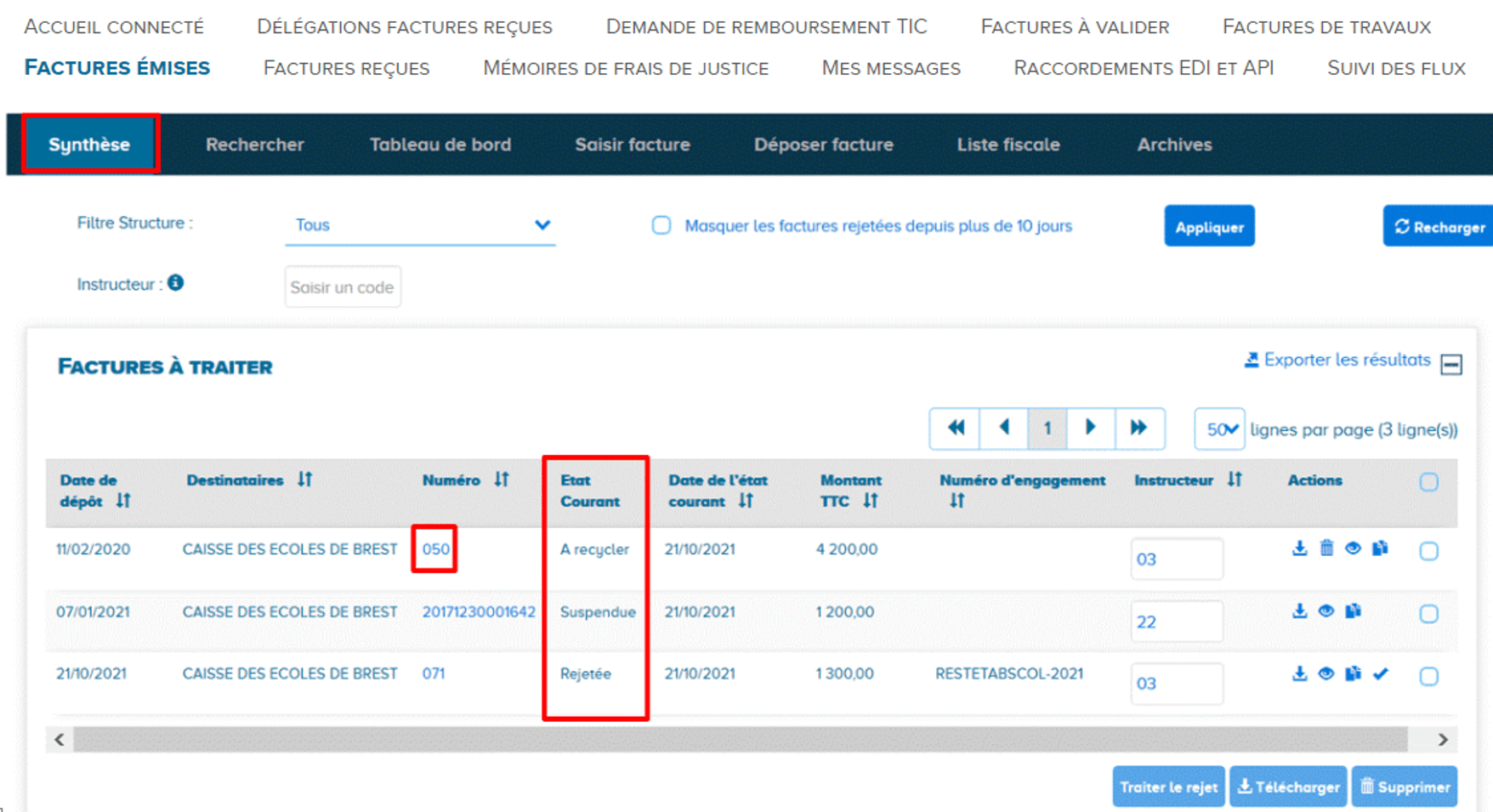 Facturation - Suivre le traitement d'une facture - Documentation